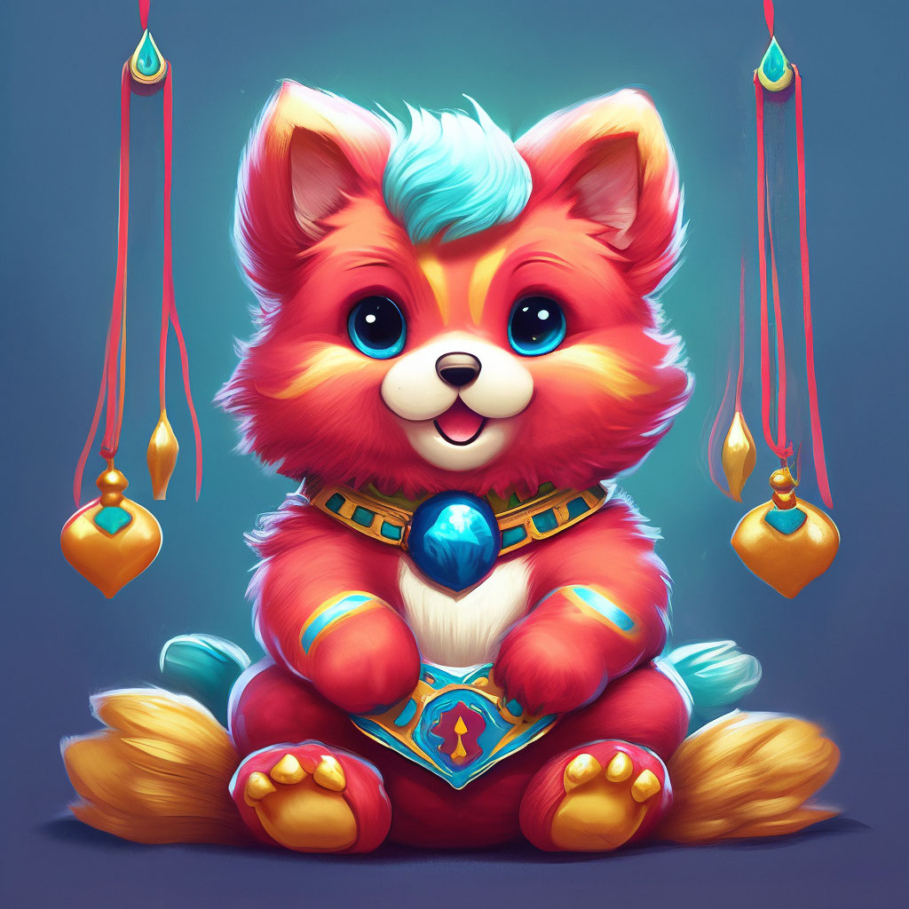 "A fluffy mascot for good luck" — image created in Shedevrum
