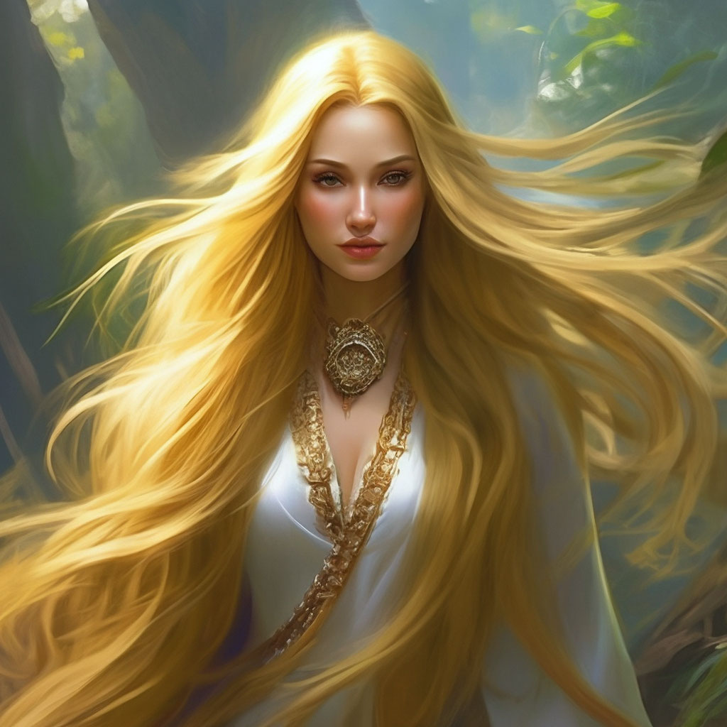 "A girl of extraordinary, exotic appearance with golden long hair ...