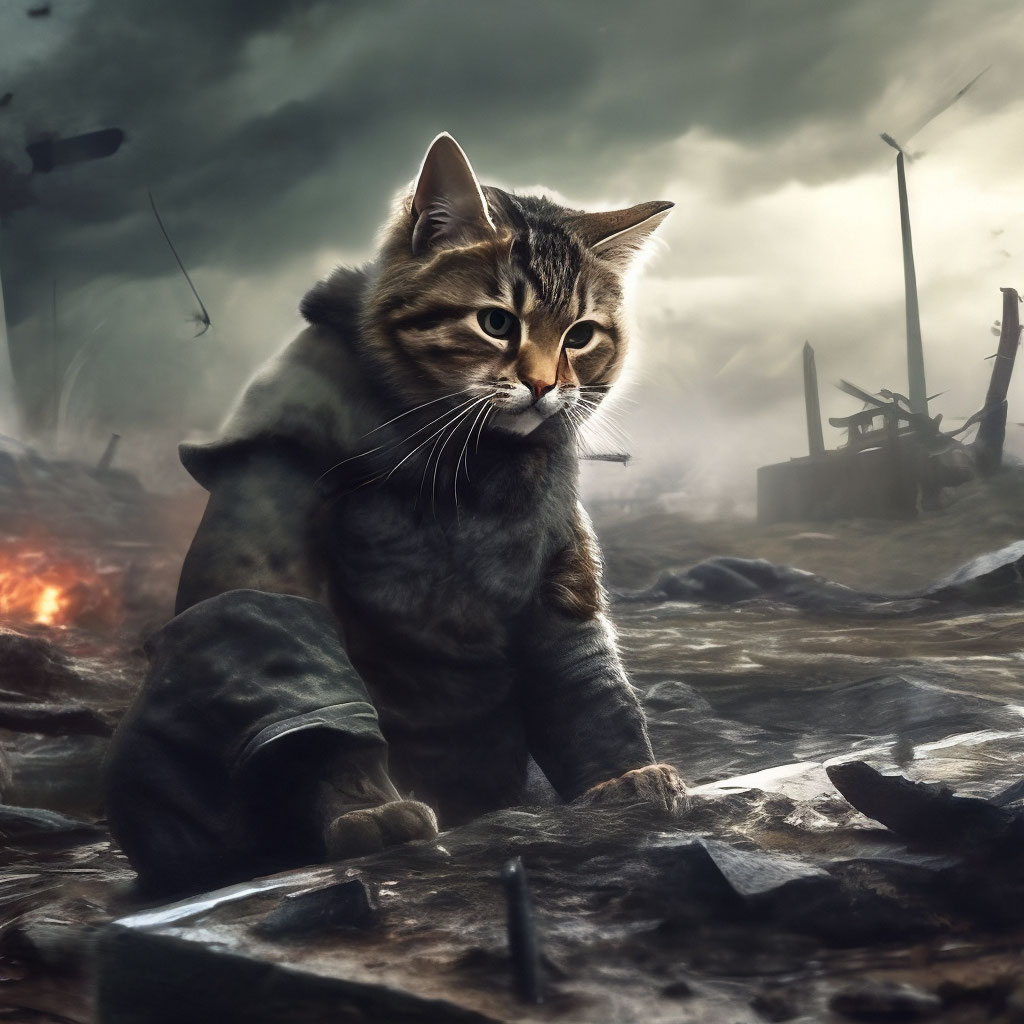 "Bayun the cat is at work." — image created in Shedevrum