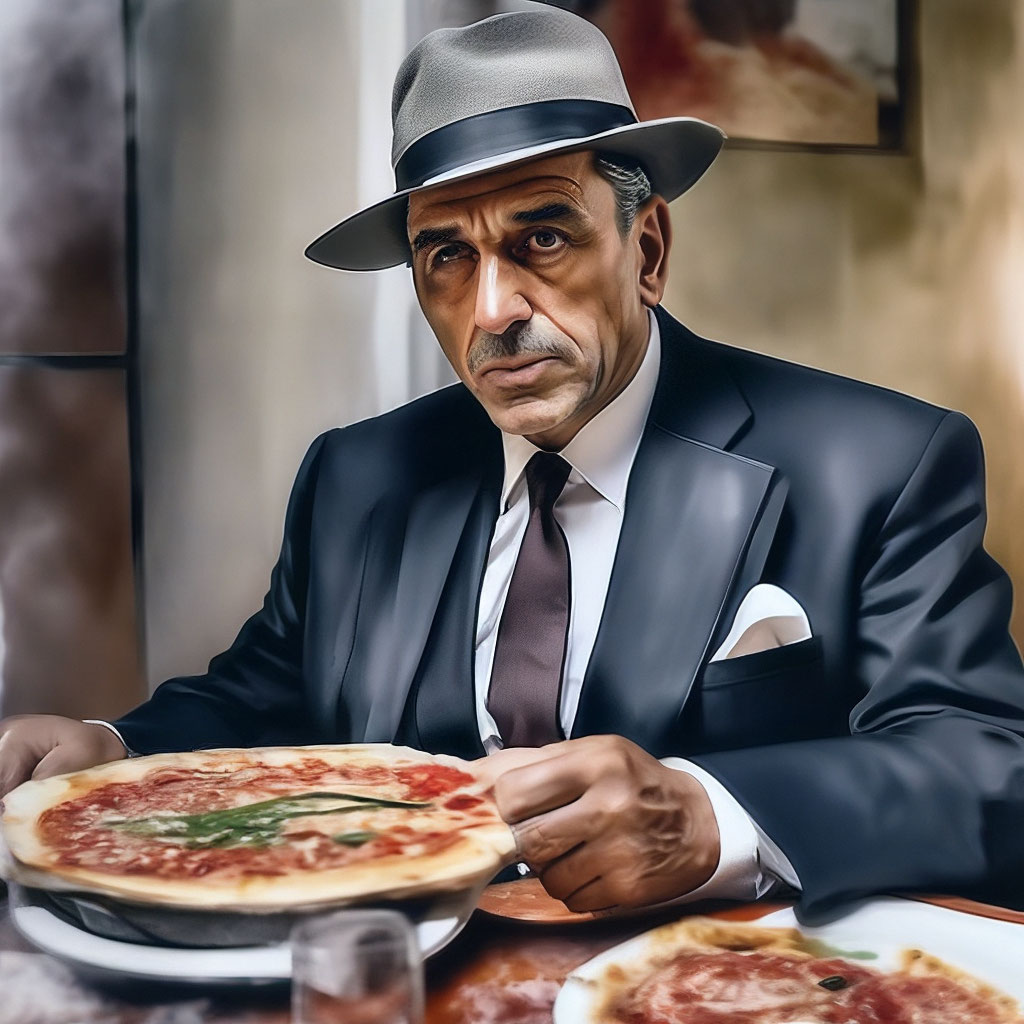 "Godfather Italian Mafia Don In A Formal Suit Watercolor Drawing In A ...