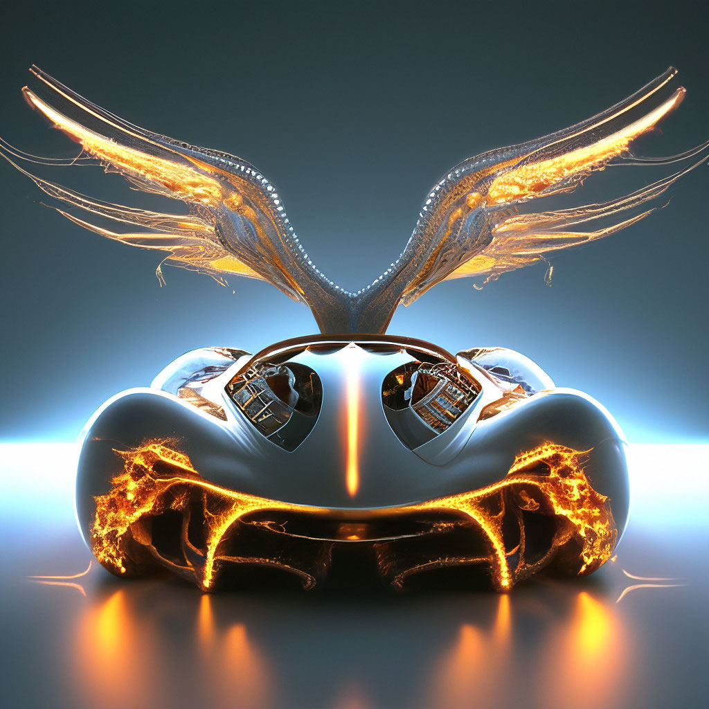 "The modern futuristic car soars all in a sphere of small spirals and ...