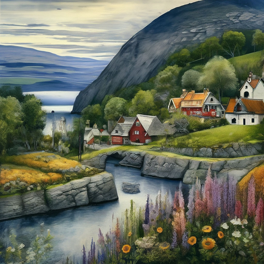"Norwegian motifs vintage beautiful landscape in Norwegian style ...