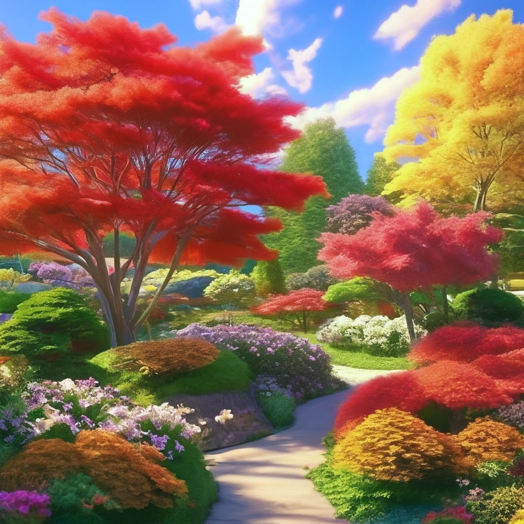 "Maples and rowan trees in the garden, bright, beautiful, 3 d" — image ...