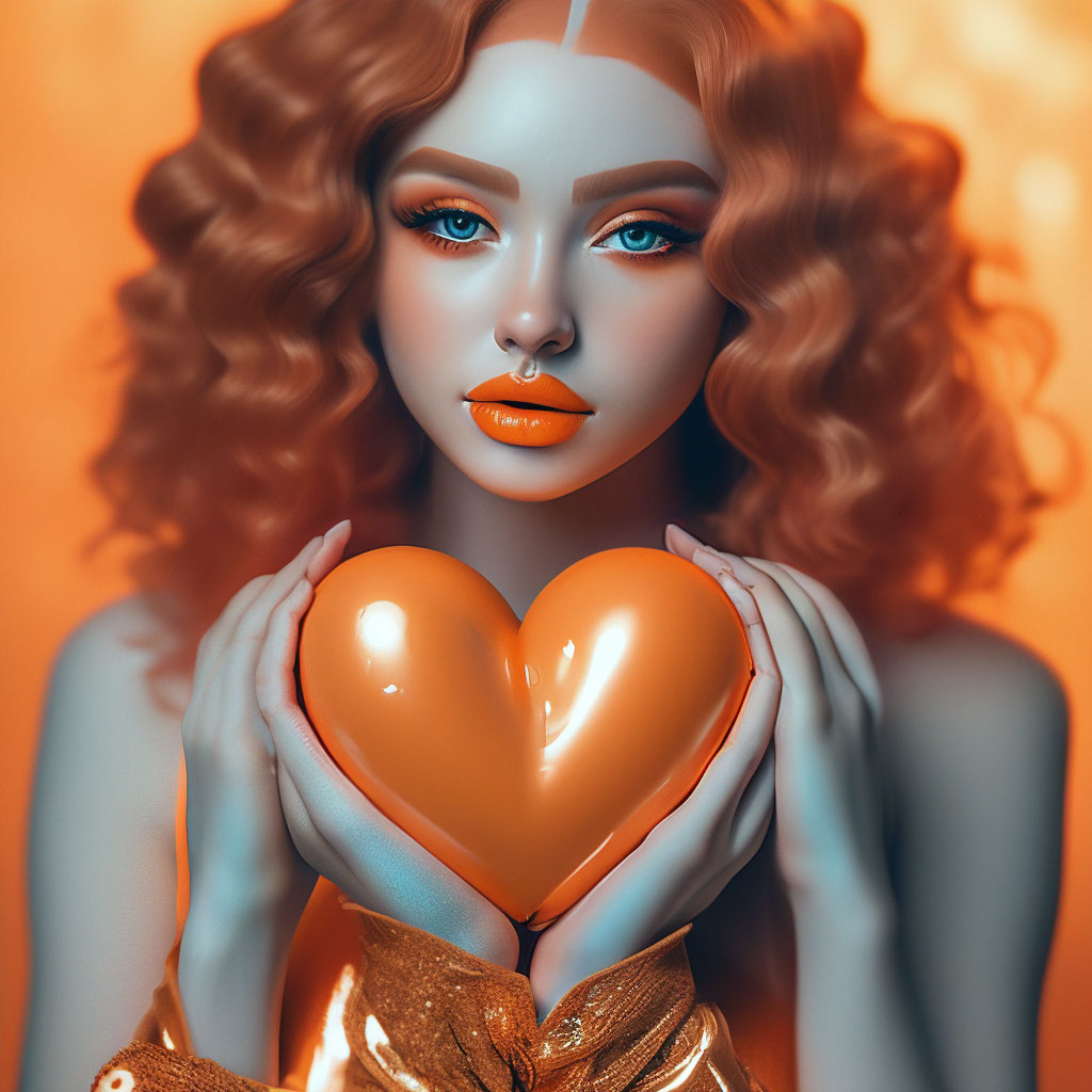 "New look, orange, gothic, beautiful girl, orange skin, shimmering ...