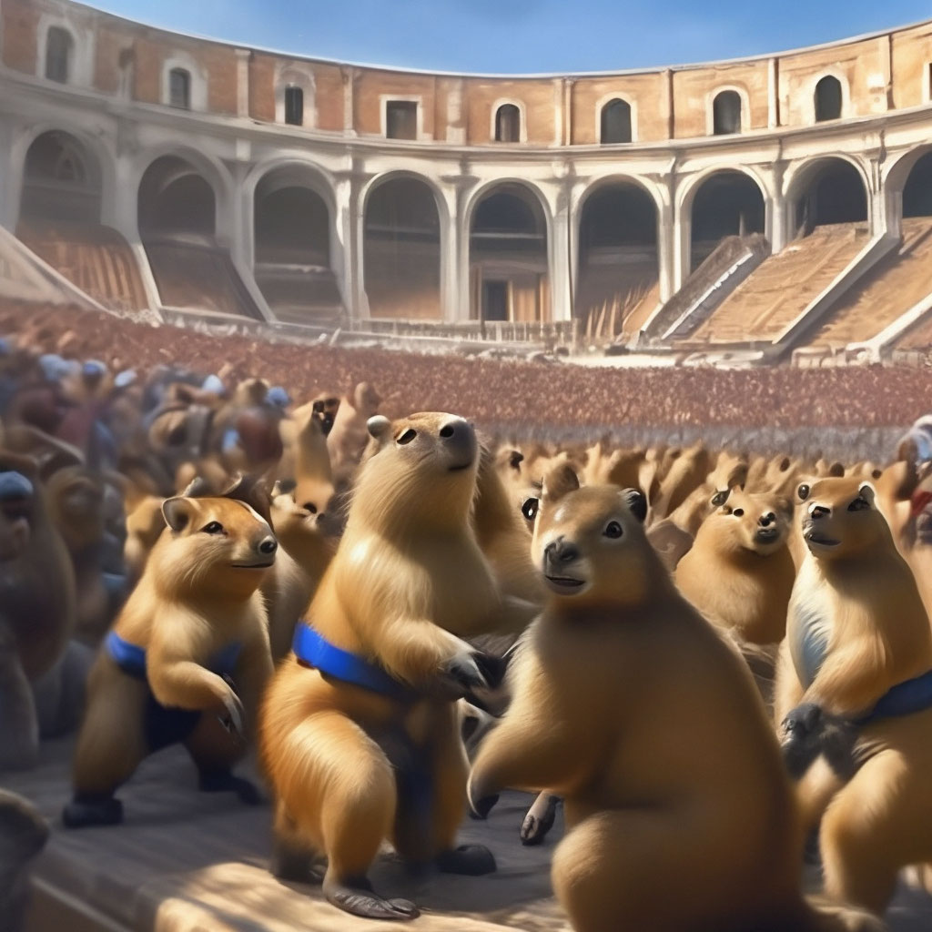 "The colosseum. there are a lot of old-fashioned capybaras in the ...