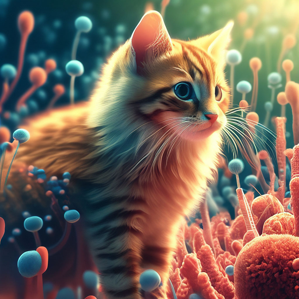 "The cat is a microbe" — image created in Shedevrum