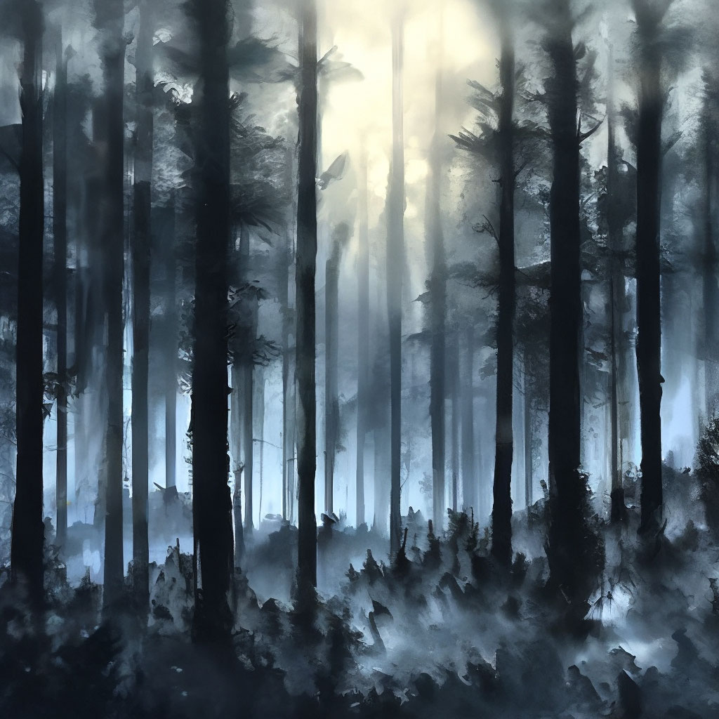 "Thicket black extinct forest night impenetrable forest dense windfall ...