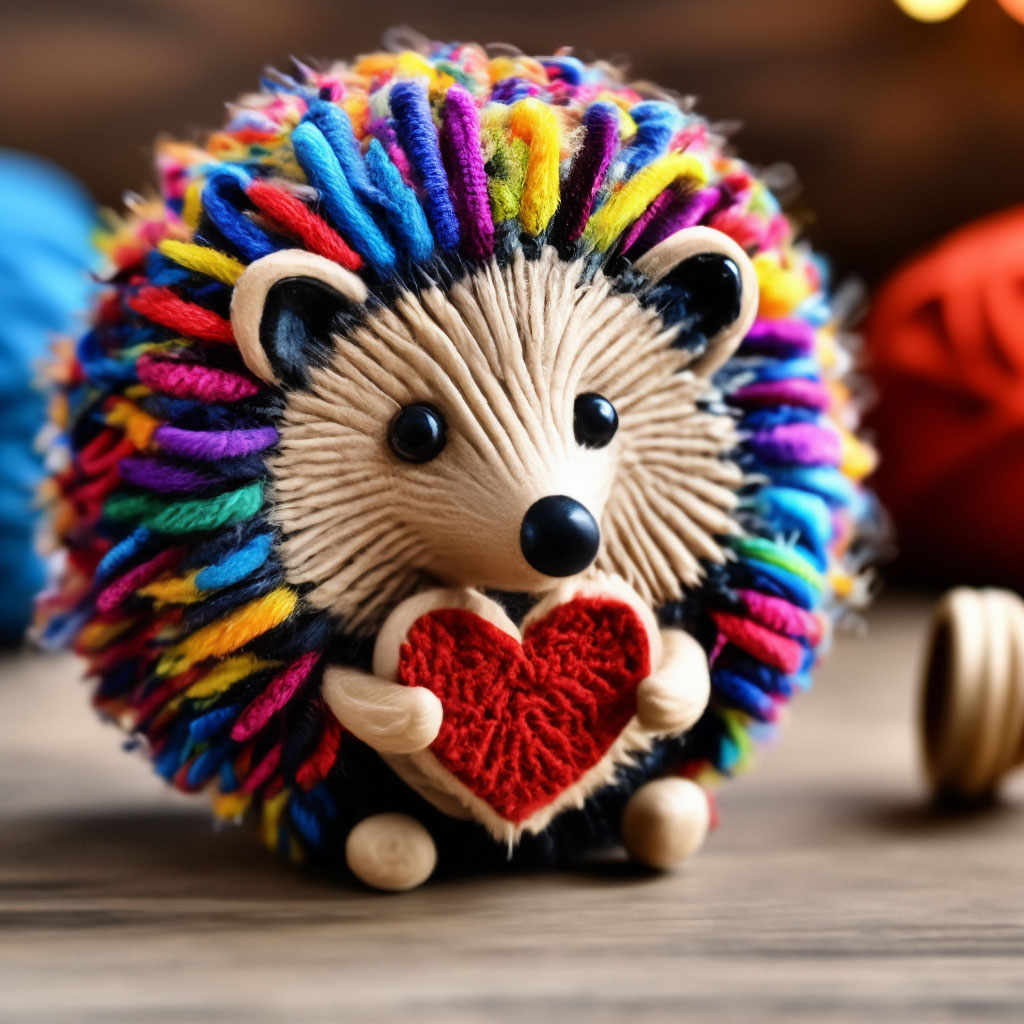 "Souvenir hedgehog made of wire trimmed with colored yarn,floss,in the ...