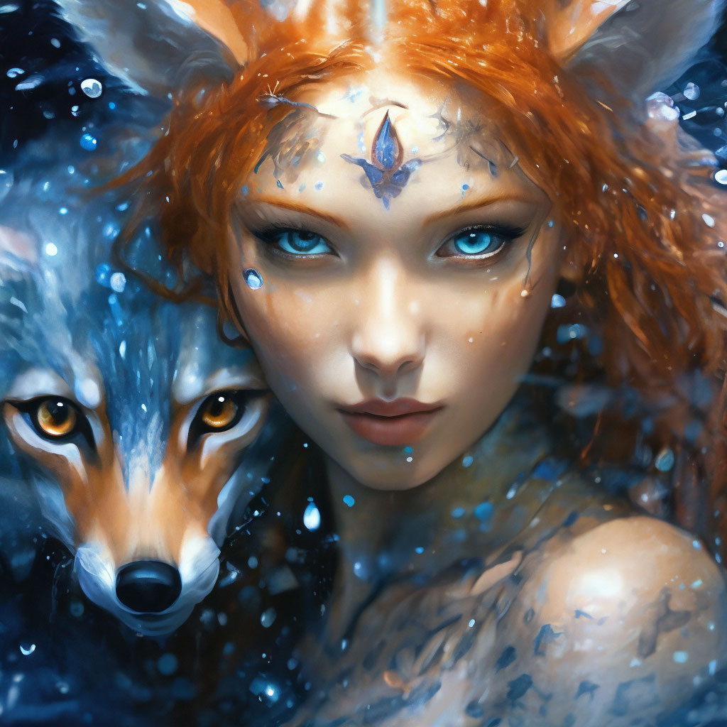 "Hyperrealism beautiful water metamorphosis, transformation of a girl ...