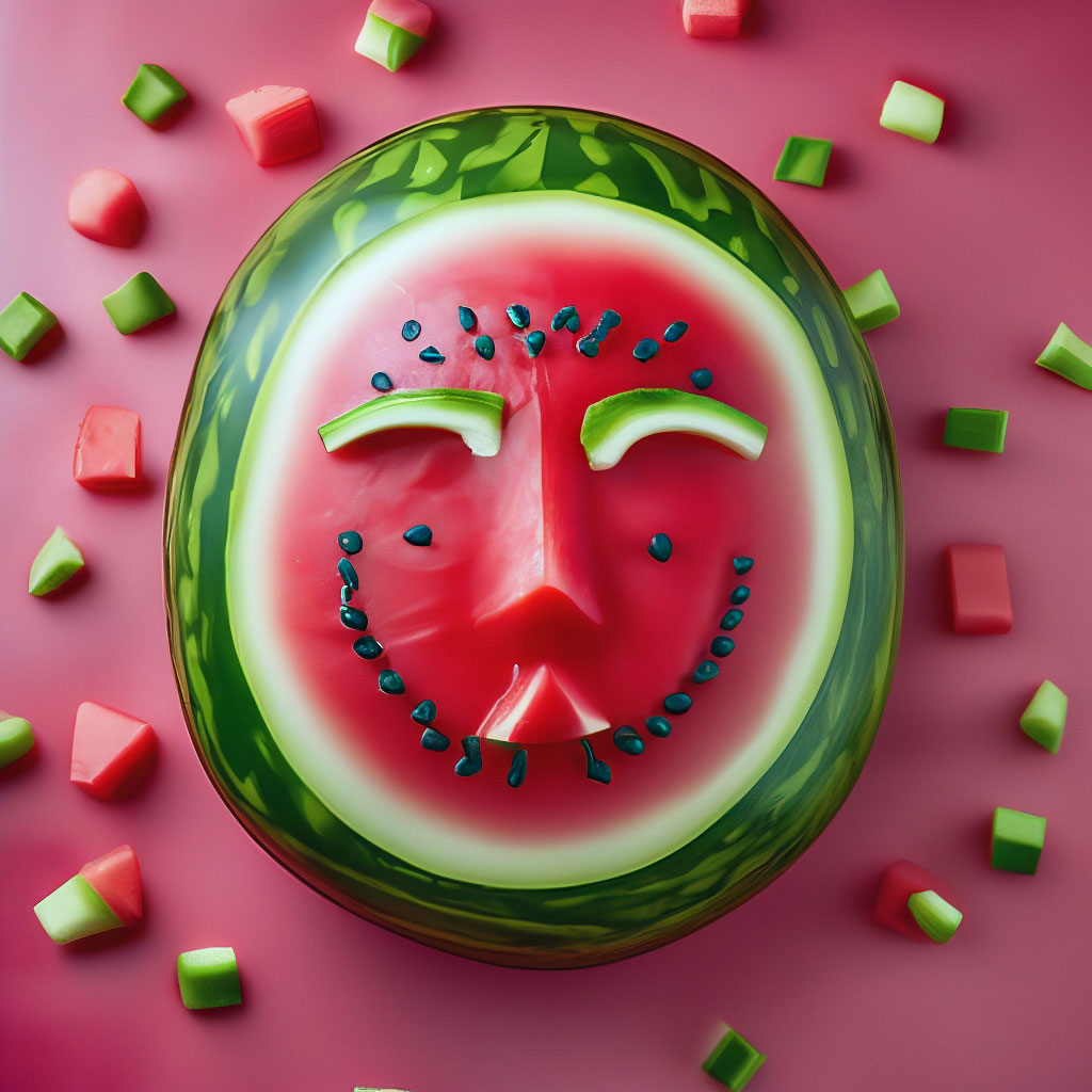 "Watermelon face" — image created in Shedevrum