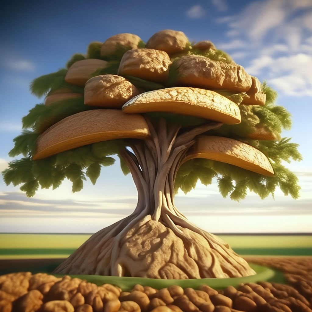 "The tree on which bread grows" — image created in Shedevrum
