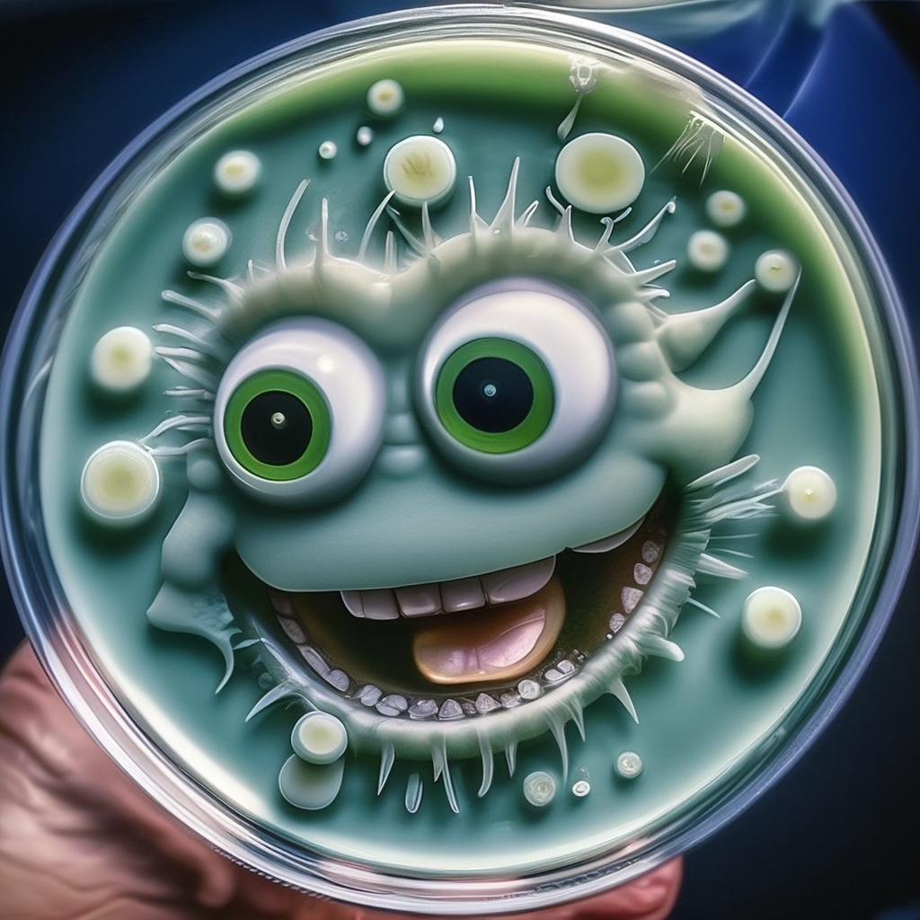 "Thanks FOR THE JUICE. Engraving funny creep bacteria, in a petri dish ...
