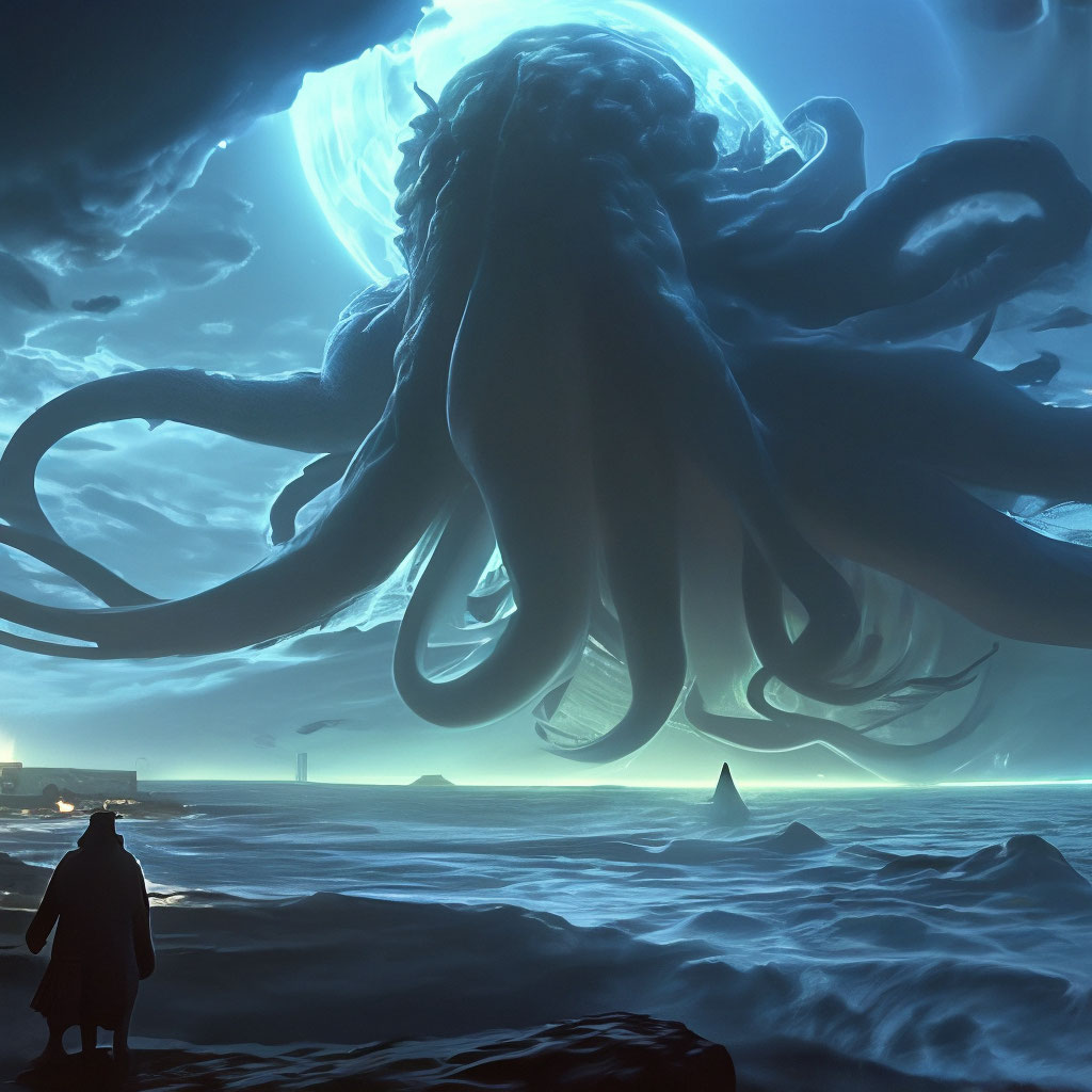 "Cthulhu swallows a planet in space, hyperrealism, high detail, high ...