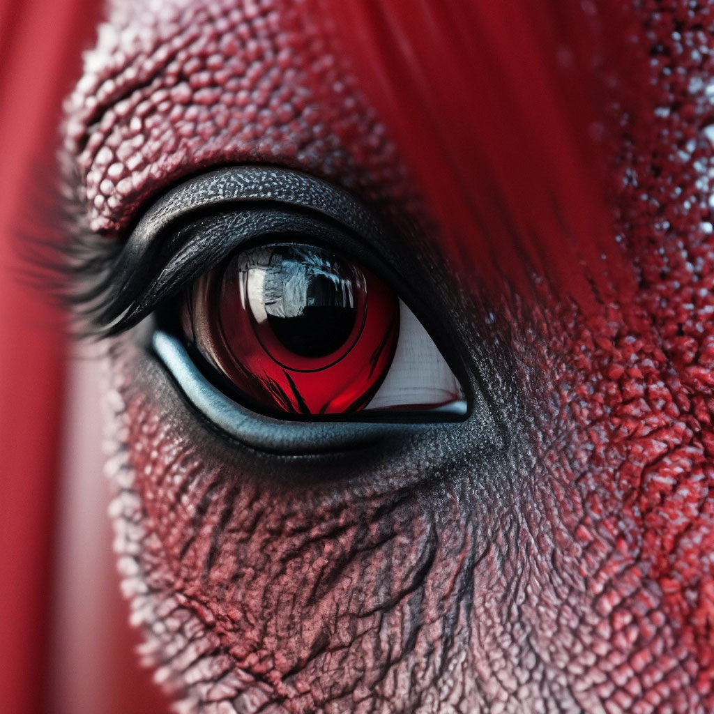 "🧊ruby horse,hyperdetalization of the face, long eyelashes, mane,lumen ...