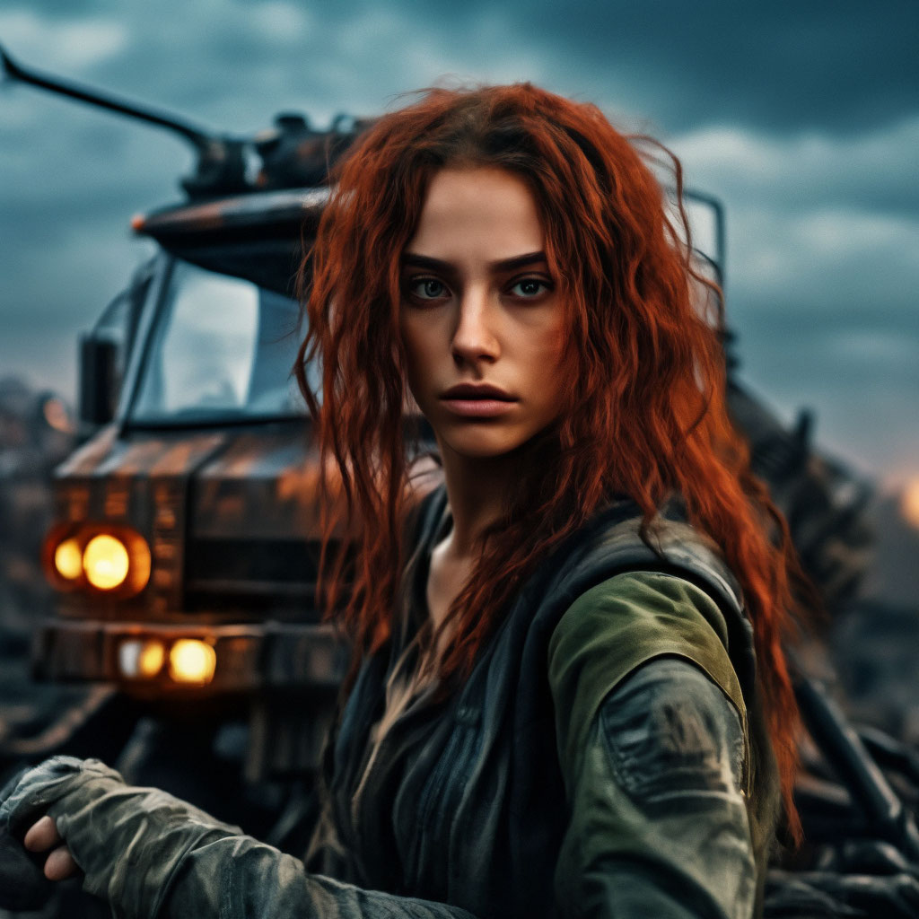 "A girl driving a KAMAZ in the world of cyberpunk" — image created in ...