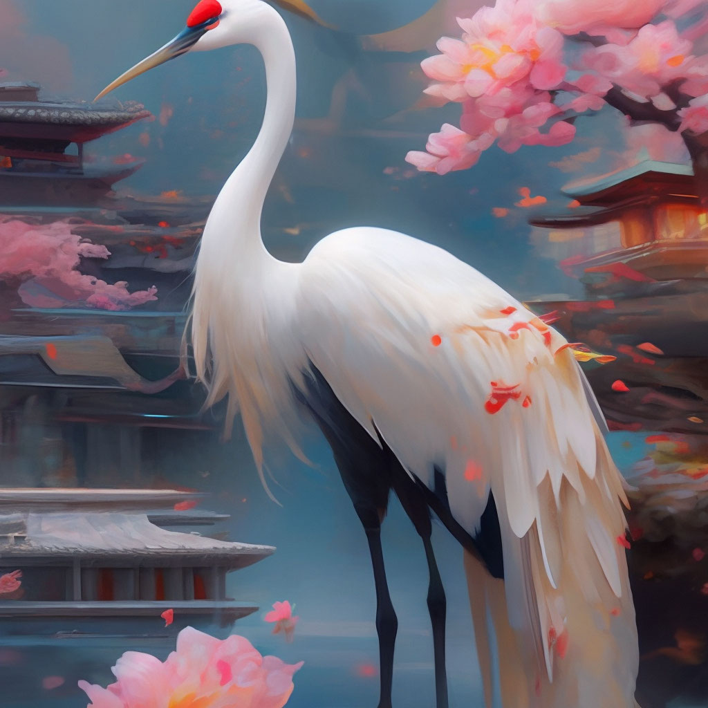 "A beautiful aesthetic crane" — image created in Shedevrum