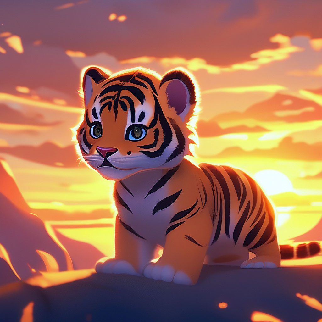 "Tiger, Fluffy, Cute, Realism, cartoon style." — image created in Shedevrum