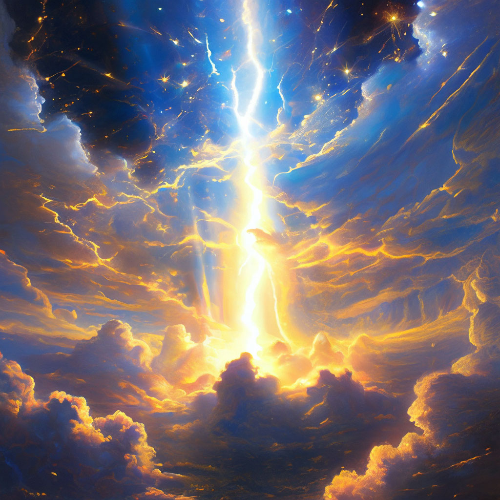 "Lighting up the heavens" — image created in Shedevrum