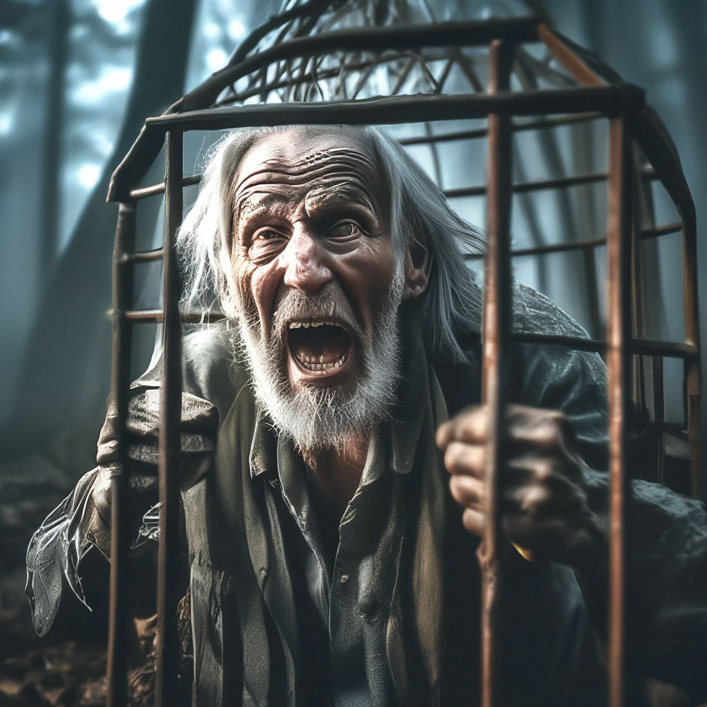 "Damn old house an old, rusty cage in the depths of the forest, a mad ...