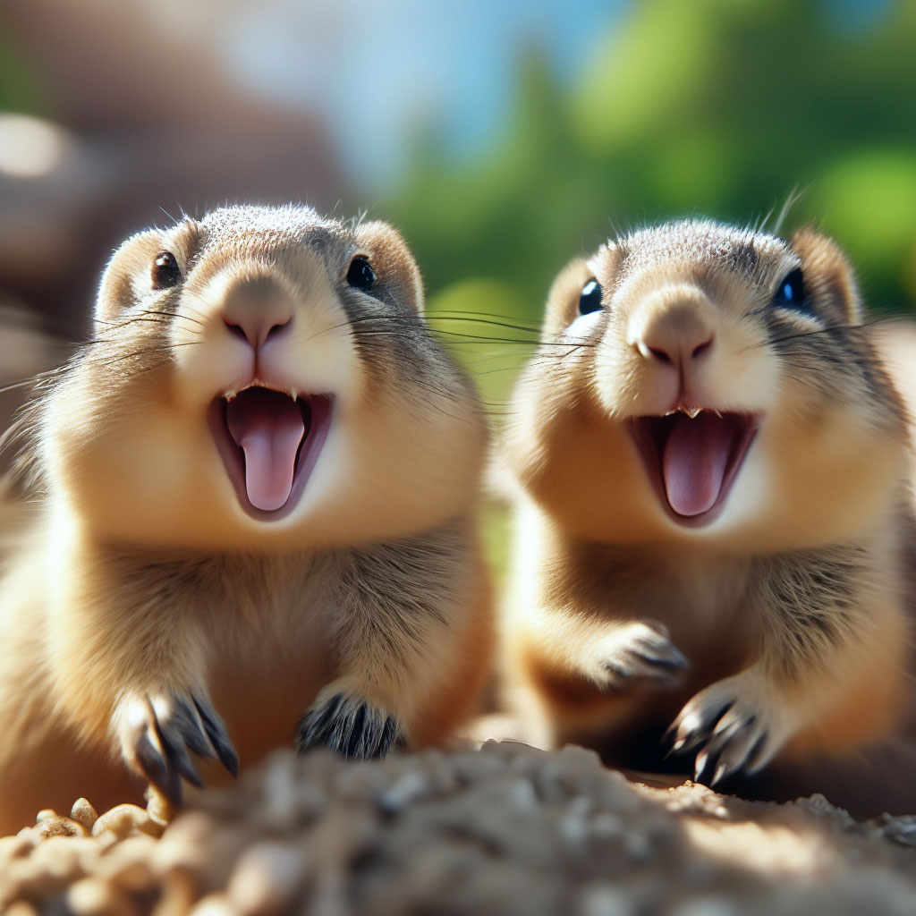 "The gophers are smiling. Selfie, hyperrealism, professional photo, 4k ...