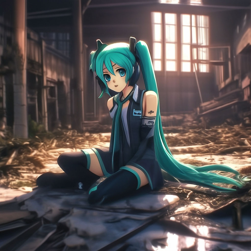 "Hatsune Miku woke up on the floor of an abandoned building. Anime ...
