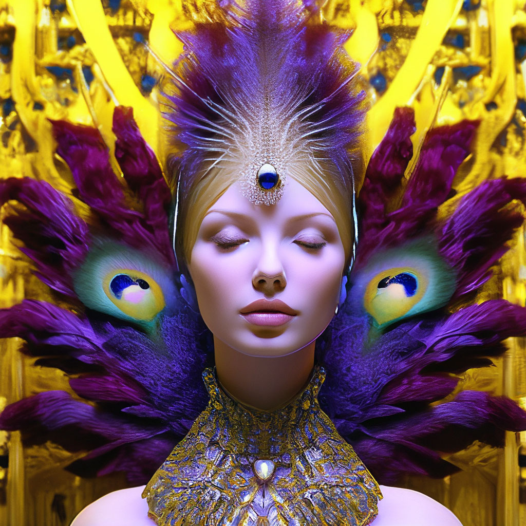 "Digital art.The face women and lilac peacock and glass OVO and ...