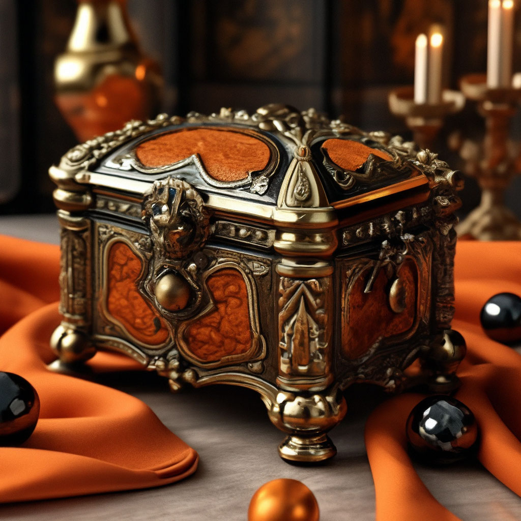 "Still-life. a work of art in the Baroque style. a bronze casket inlaid ...