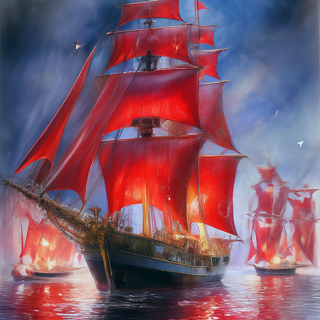 "Scarlet sails , Watercolor drawing,photorealism,realistic, pixel ...