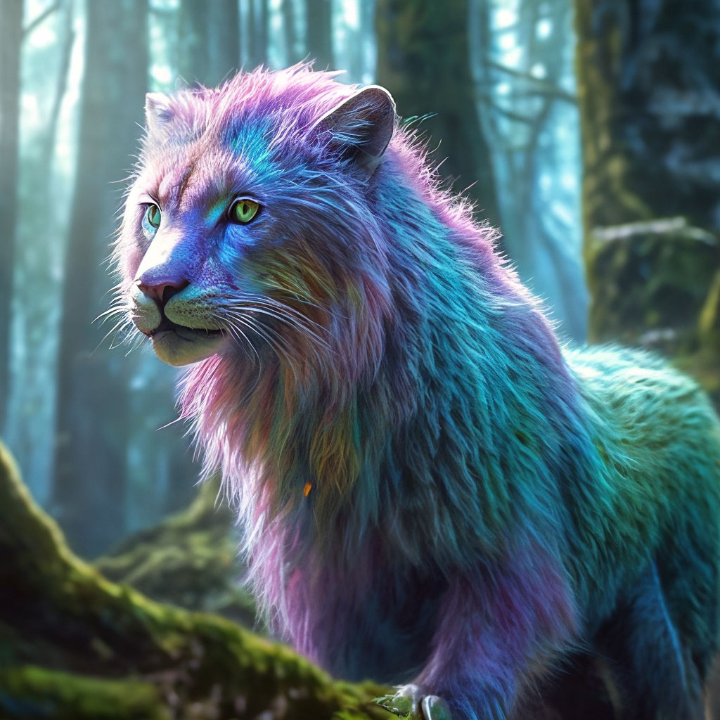 "Creep, beautiful, unknown animal in a magical forest, realistic ...