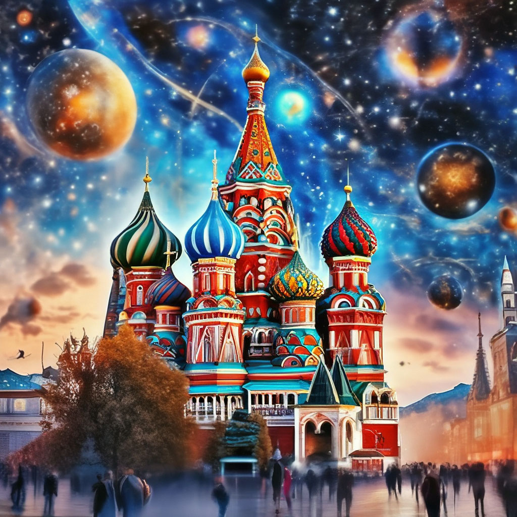 "Moscow, cosmos, stars, Universe, fla_g of Russia" — image created in ...