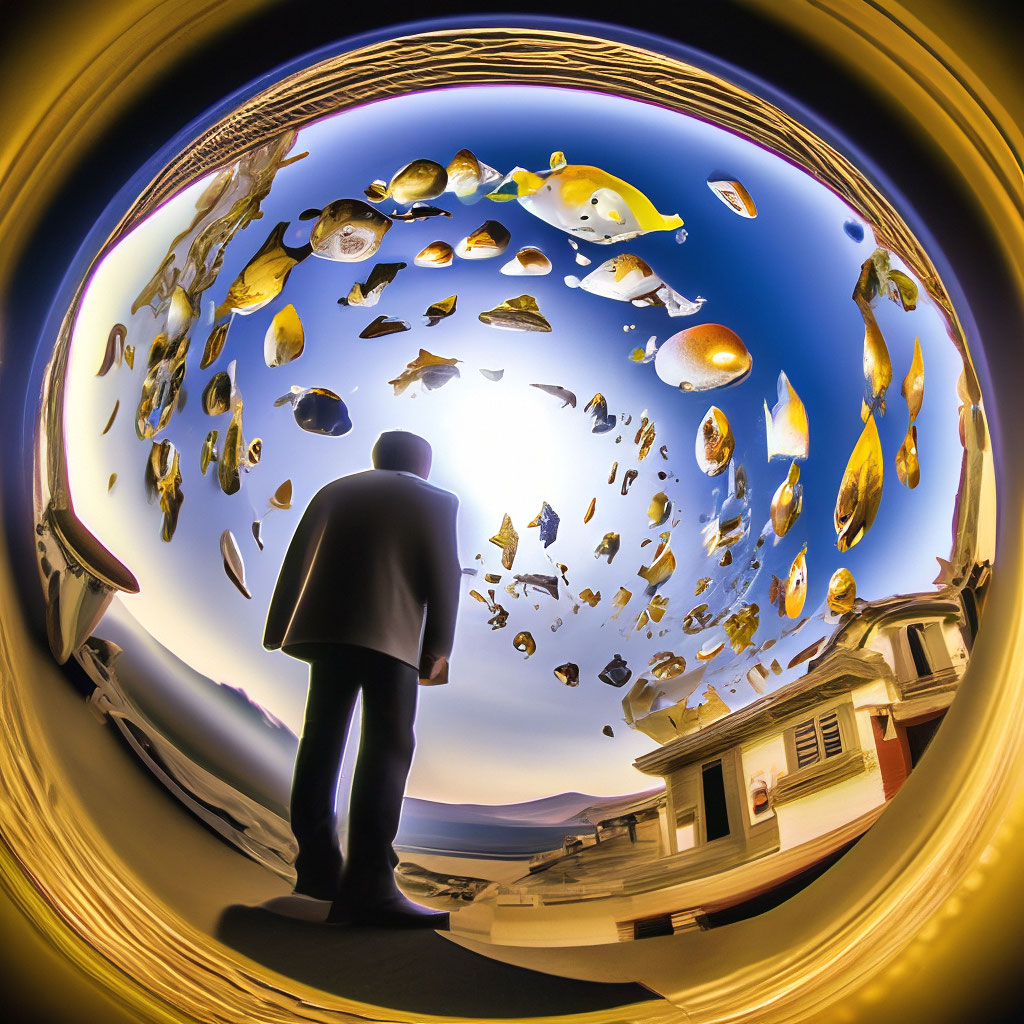 "Professional photo, high resolution, distortion, metamorphosis ...