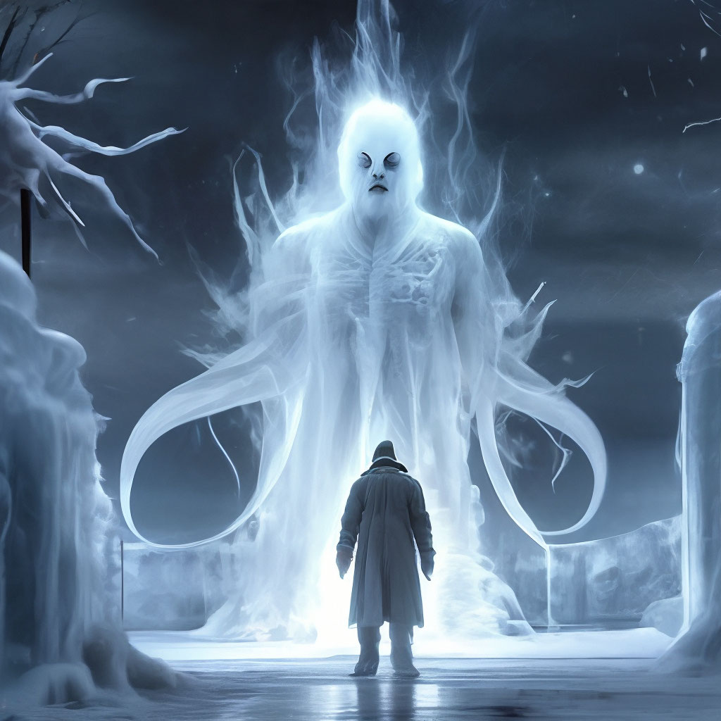 "👾 Ice ghost an albino man with burning white eyes, cold grows from his ...
