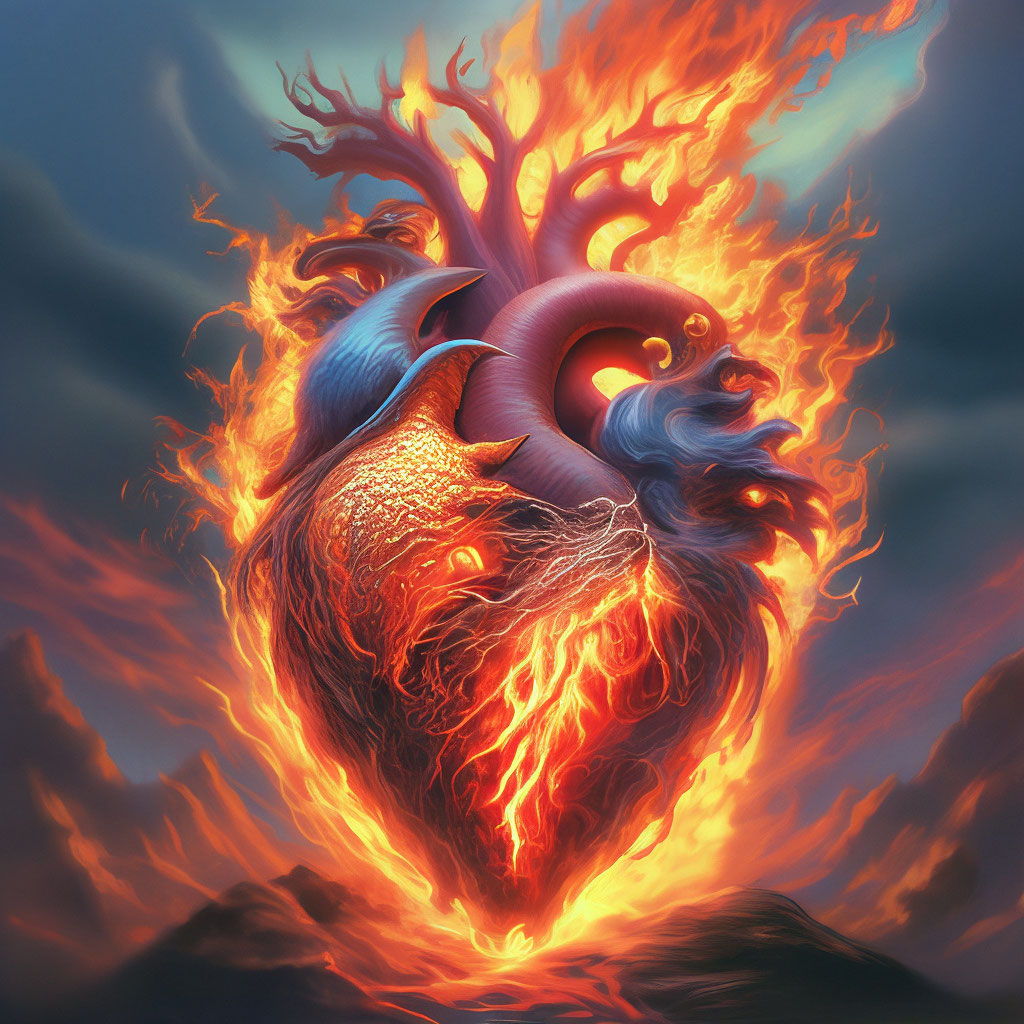 "The Fiery Heart" — image created in Shedevrum