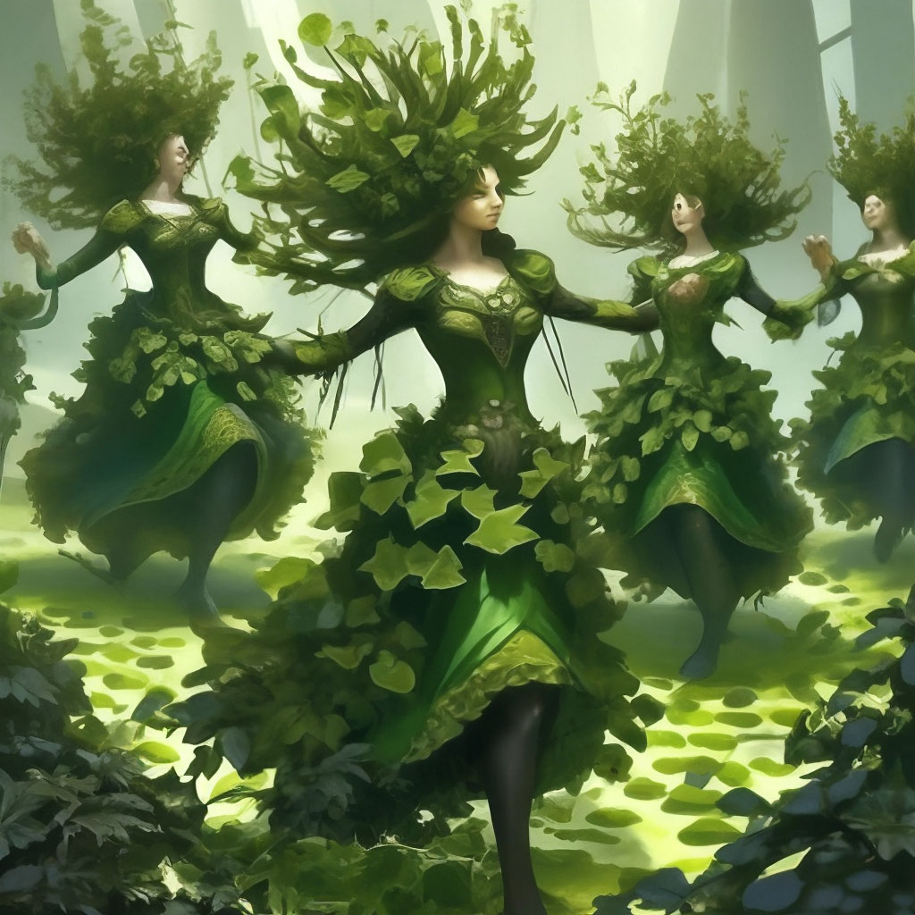 "Irish dances of clover elves☘️ grotesque, ironic. steampunk ...
