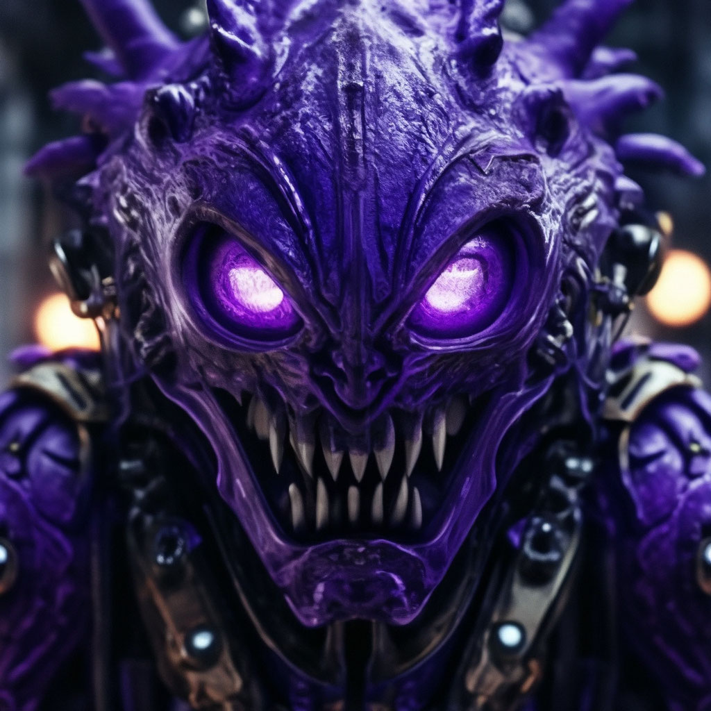 "Scary purple monster that looks straight into a person's eyes in a ...