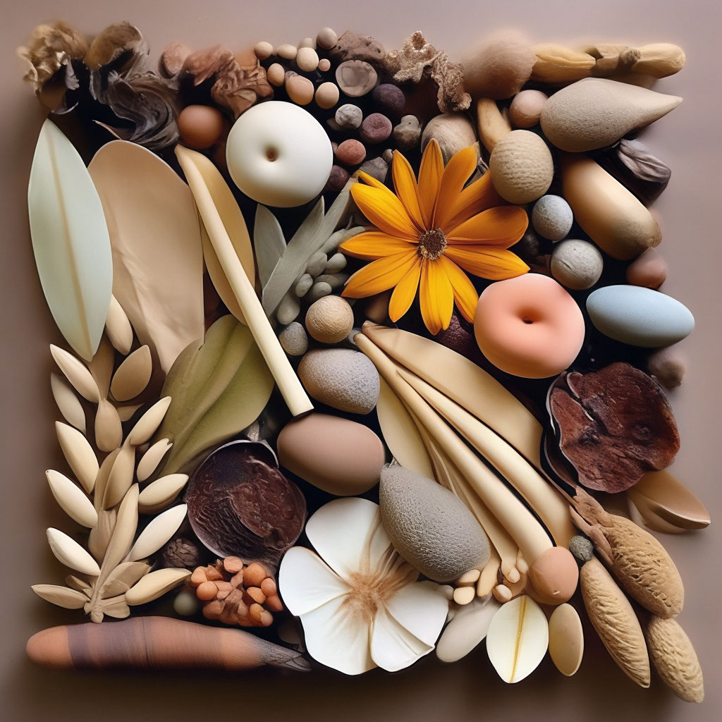 "Collage made of natural materials" — image created in Shedevrum
