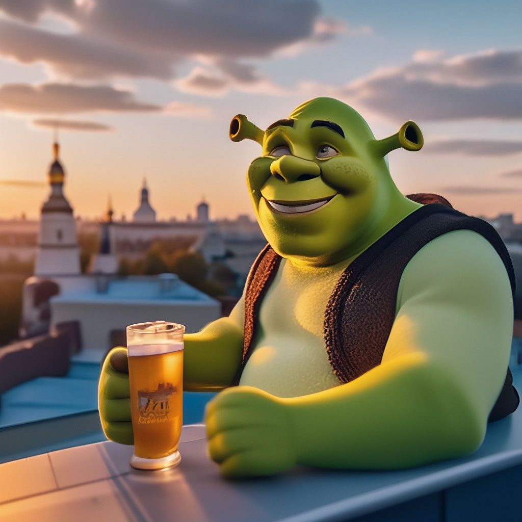 "Shrek drinks beer and eats chips on the roof, everything happens in ...