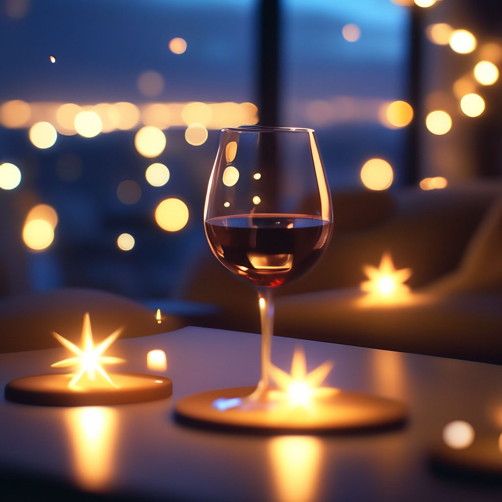 "Starlight wine, magic, cozy evening, aesthetically pleasing, beautiful ...