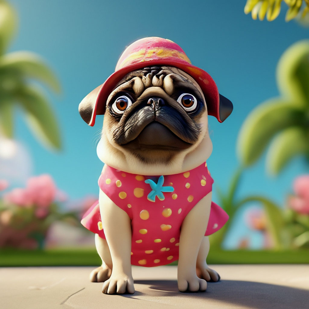 "Take this feisty dog away from me! A little bug-eyed pug in a sundress ...
