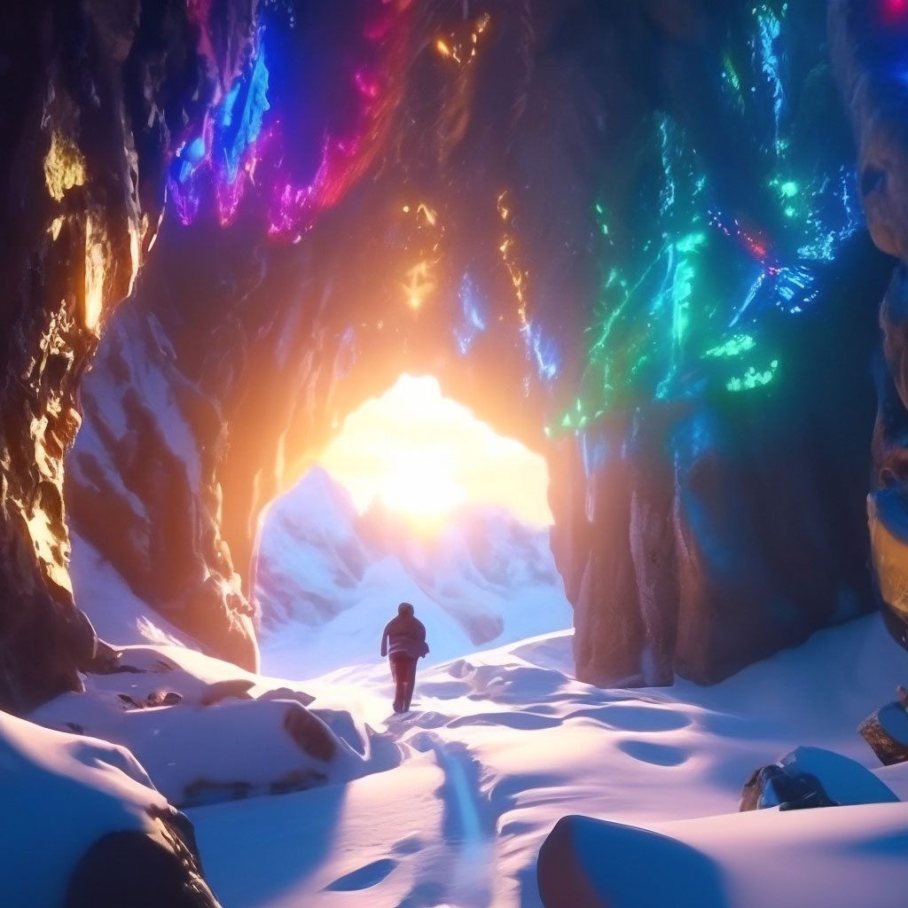 "Gateway to another world, glare of light, colorful, mystical ...