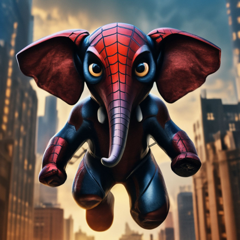 "A creep anthropomorphic elephant with huge eyes (the smallest drawing ...