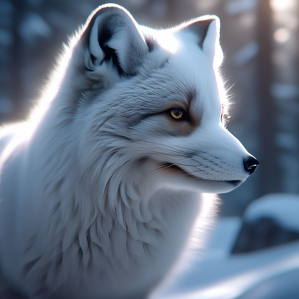 "Arctic fox in the taiga, hyperdetalization of the pupil, photogenicity ...