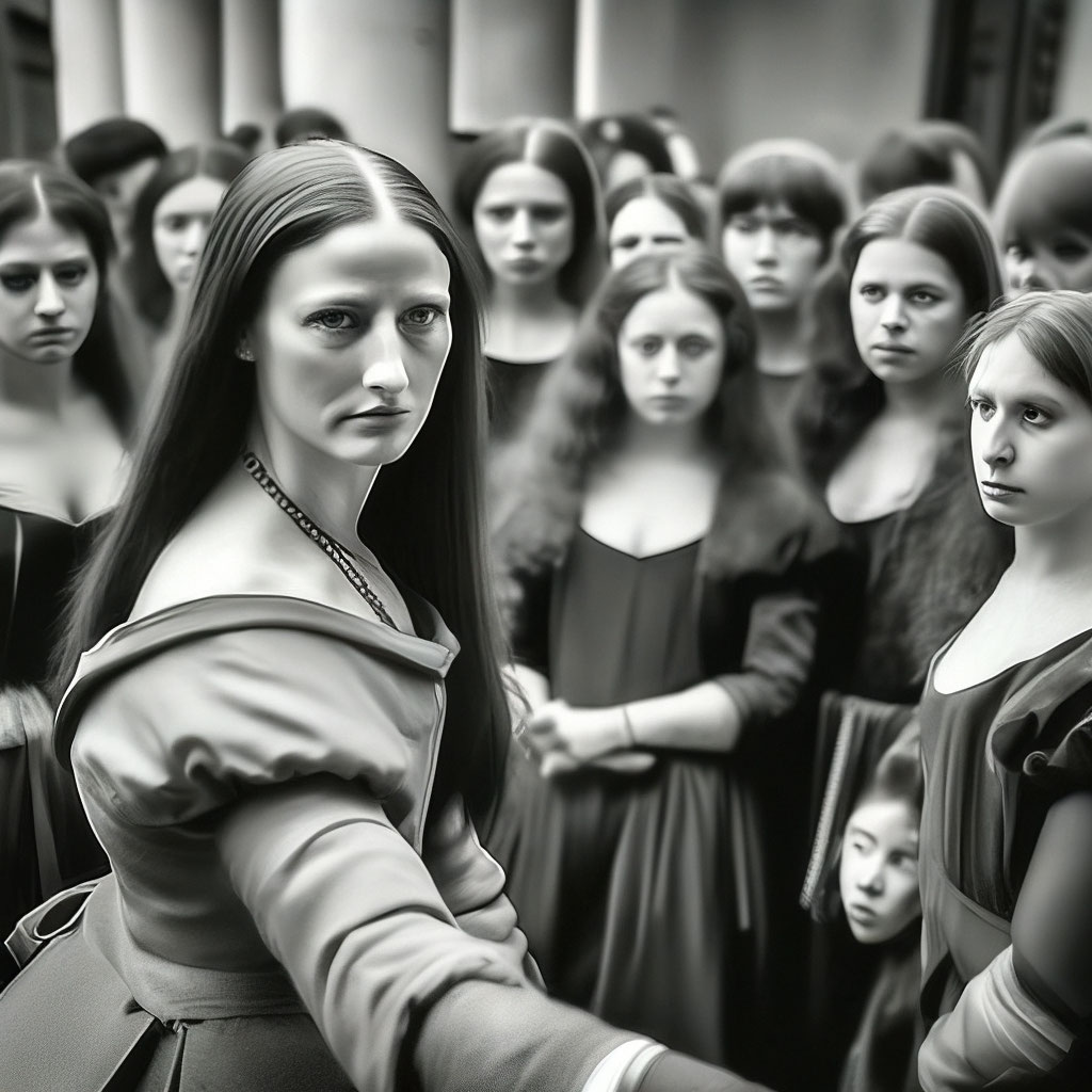 "Mona Lisa is being bullied by the leader of a female gang" — image ...