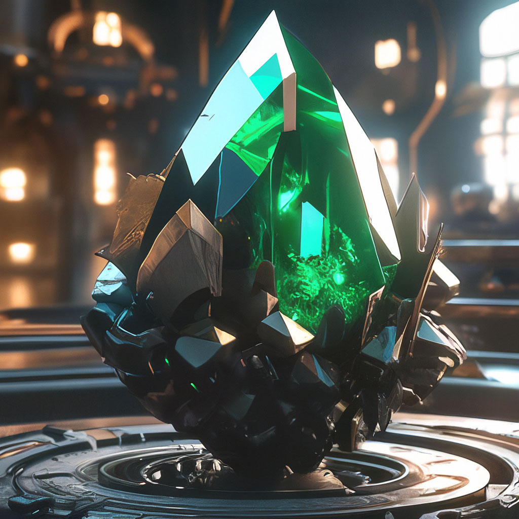 "Black crystal,chaos emerald,cyberpunk,steampunk" — image created in ...