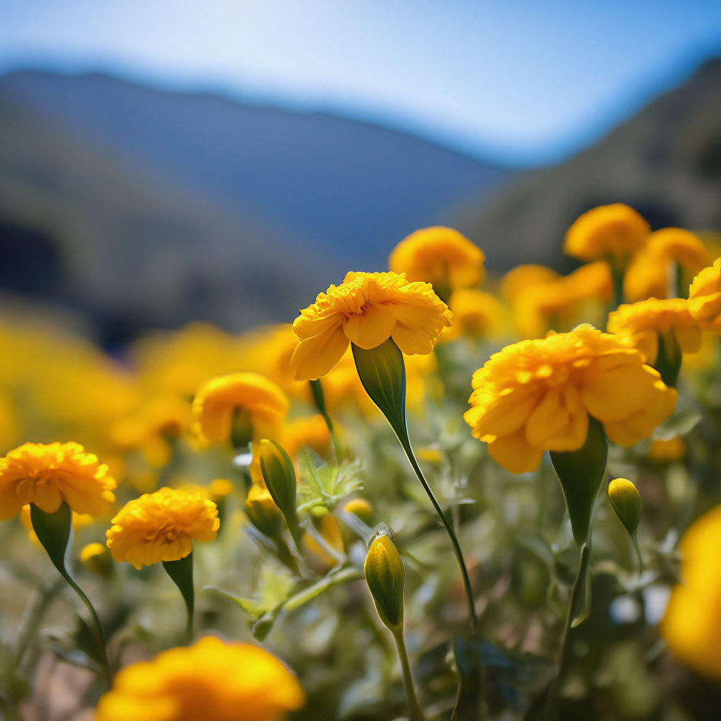 "Valley of Yellow marigolds, professional photo, 4k, high resolution ...