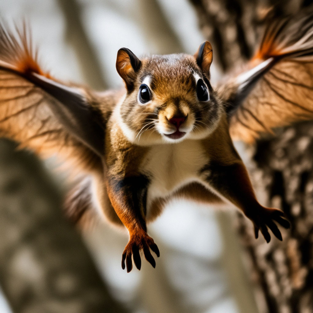"Flying squirrel in flight, professional photo, realistic." — image ...