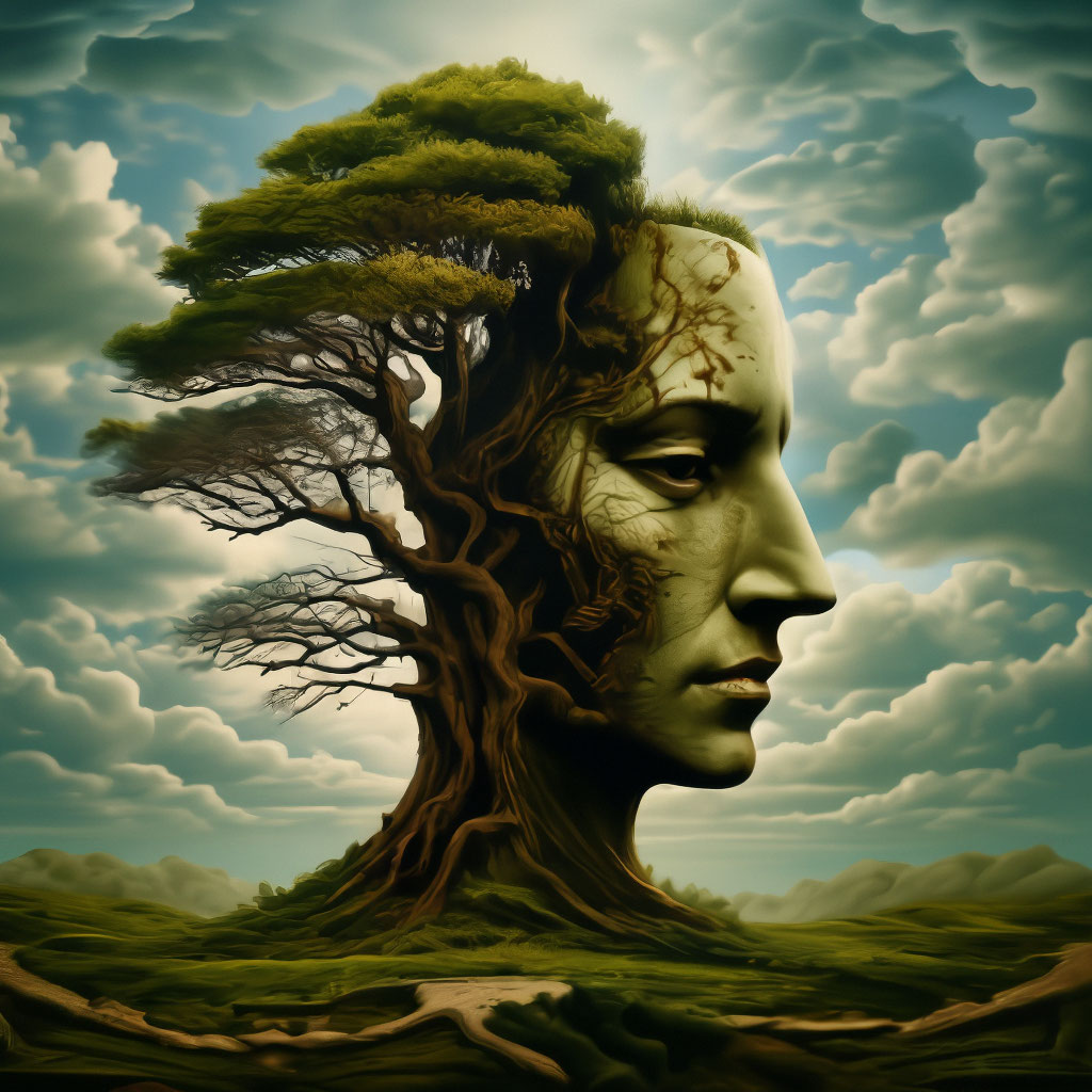 "Two-faced Janus, anthropomorphic geometry of trees and shrubs, organic ...