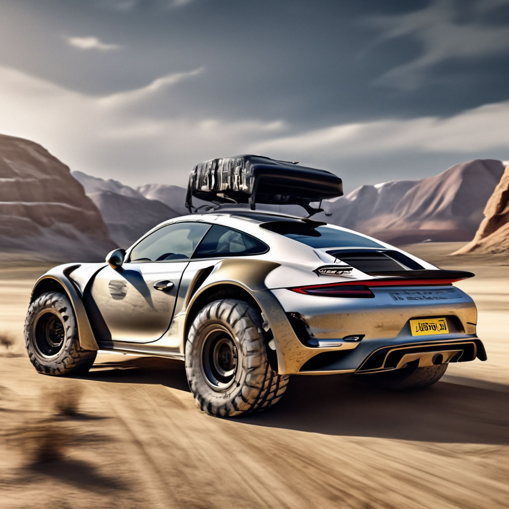 "Porsche 911 on off-road tires 40 inches photo realism side view ...