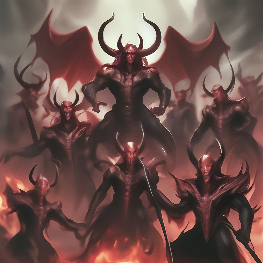 "Squad of higher demons, hell" — image created in Shedevrum
