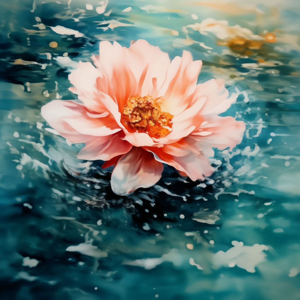 "Drowning flower,delicate watercolor" — image created in Shedevrum